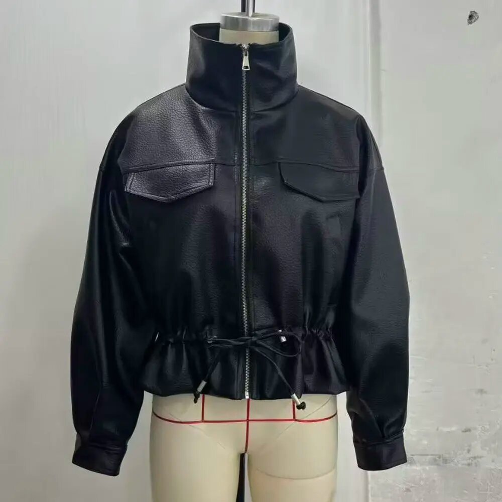 Женские мотоциклетные куртки Lyaner Amiily коричневые из ПУ S, 1920 Black
