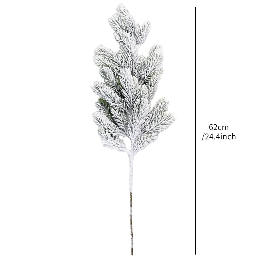Искусственные кедровые ветки с снегом Серый, 62cm Flocking Branch