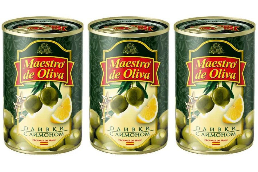 Maestro de Oliva оливки с лимоном, 300 г, 3 шт