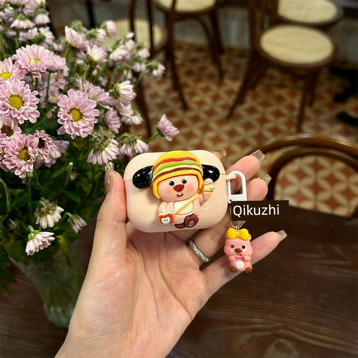 Розовый чехол для наушников Miniso K66 с брелоком Лолу, милый 3D чехол для Bluetooth наушников