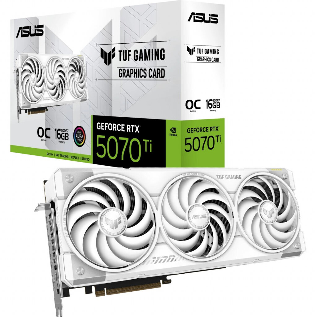 Видеокарта RTX 5070Ti 16Gb Asus TUF-RTX5070TI-O16G-WHITE-GAMING, 3 вертушки