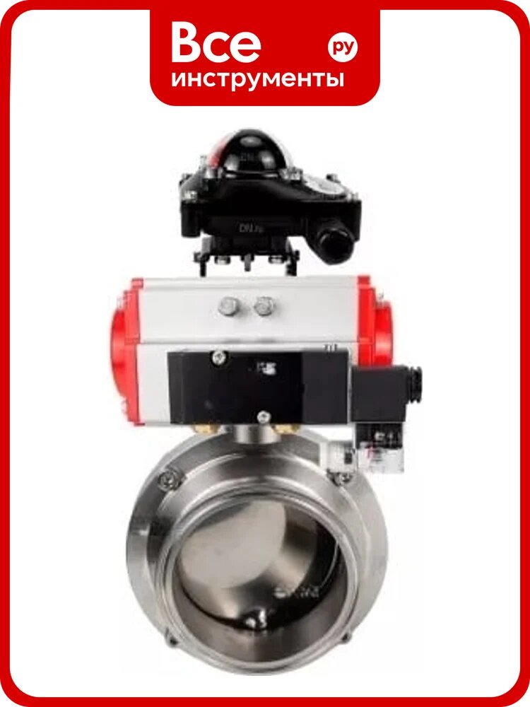 Затвор дисковый DN-ru 304-304-EPDM Ду50 Ру10, пищ. нерж. сталь, пневмопривод, пн. распр, БКВ D050-77348
