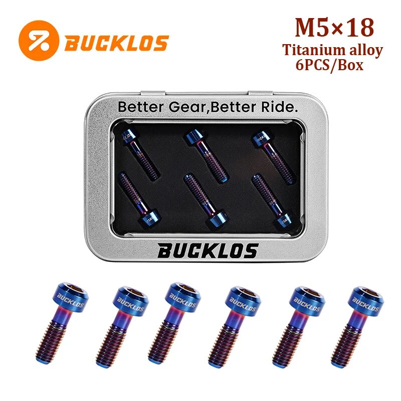 BUCKLOS Винты для руля из титанового сплава M5x16/18 мм, 6 шт. M5x18MM-BLUE