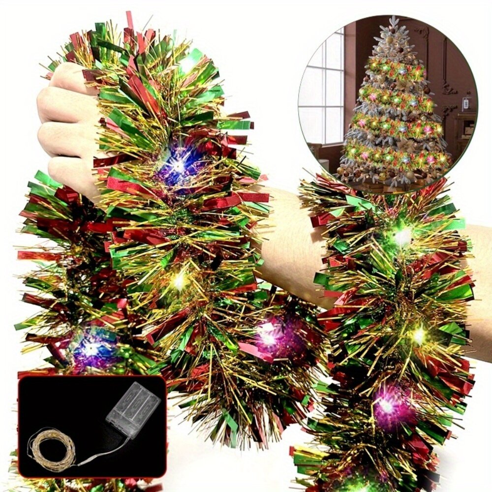 Светодиодная мерцающая рождественская гирлянда-лента 50 LED, длина 5 м, на батарейках 3xAA (не входят в комплект), для украшения елки и интерьера