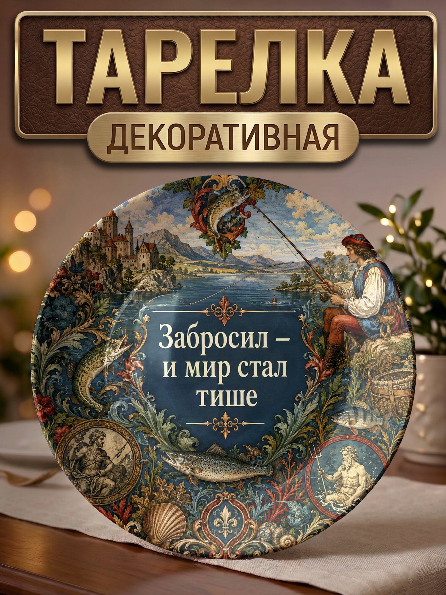 Тарелка декоративная Забросил и мир стал тише