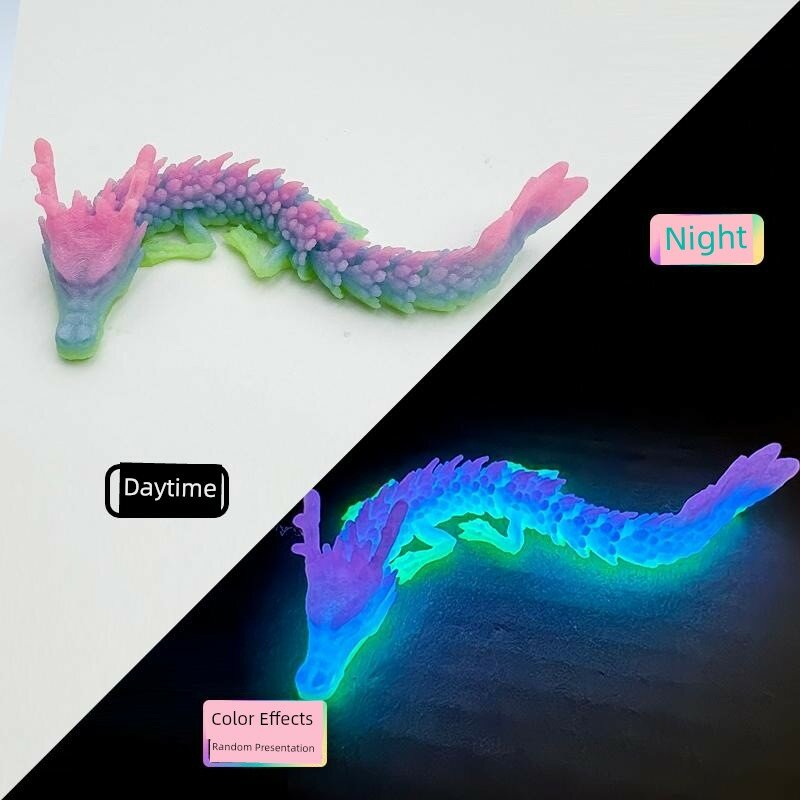 13 см 3D-печатная подвижная модель дракона с ночным свечением и включенным УФ-фонарем