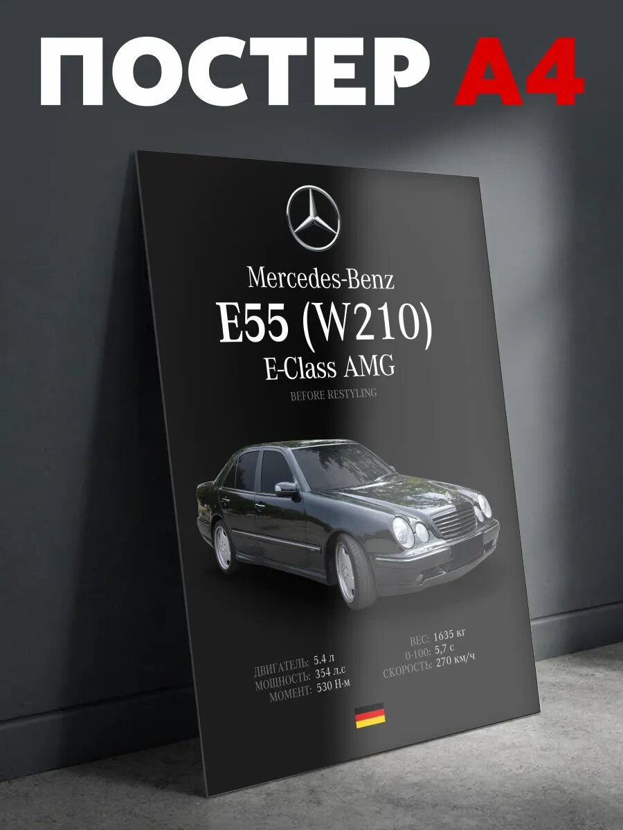 Постер на стену Mercedes-Benz W210 E-Class плакат А4