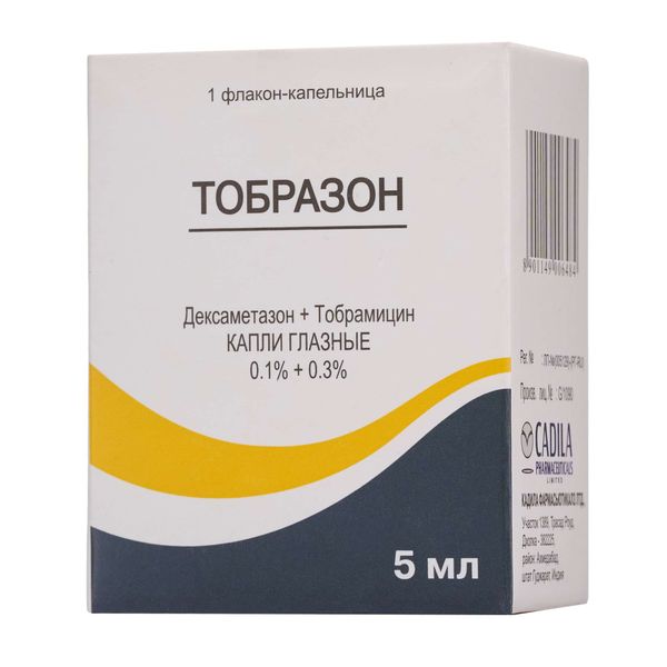 Тобразон капли глазные 0,1%+0,3% 5мл