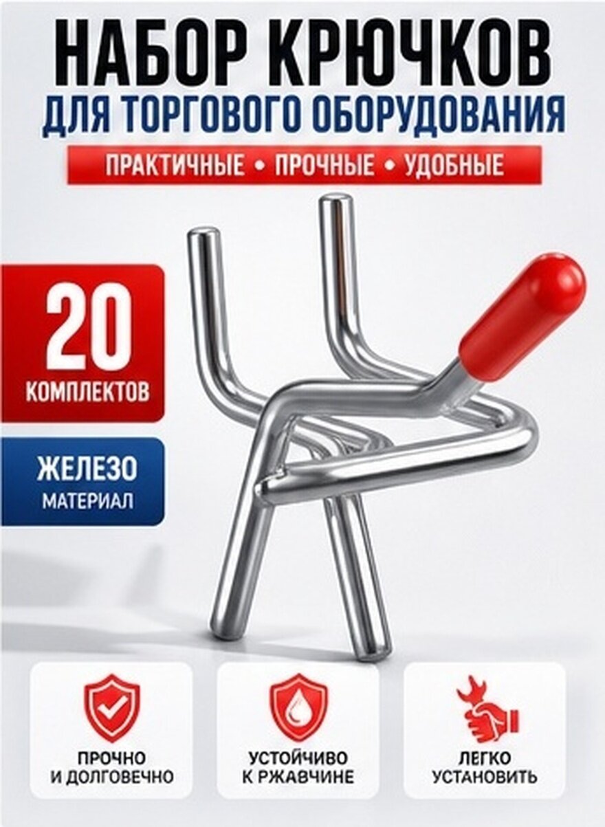 20 Наборов Крючков Для Полки Витрины Серебристый Цвет 5 5X4CM