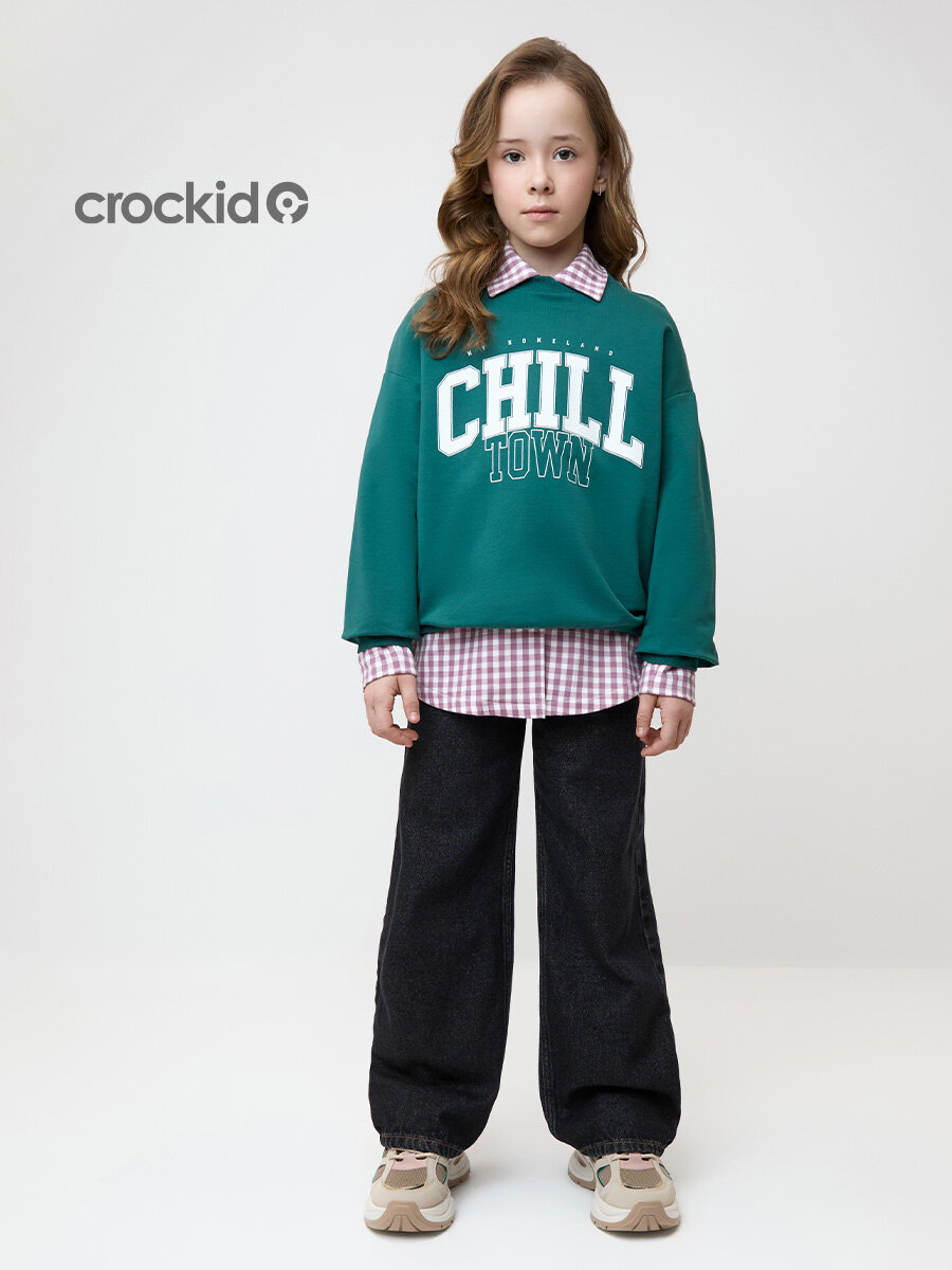 Джинсы crockid джинсы с высокой посадкой для девочки, хлопок