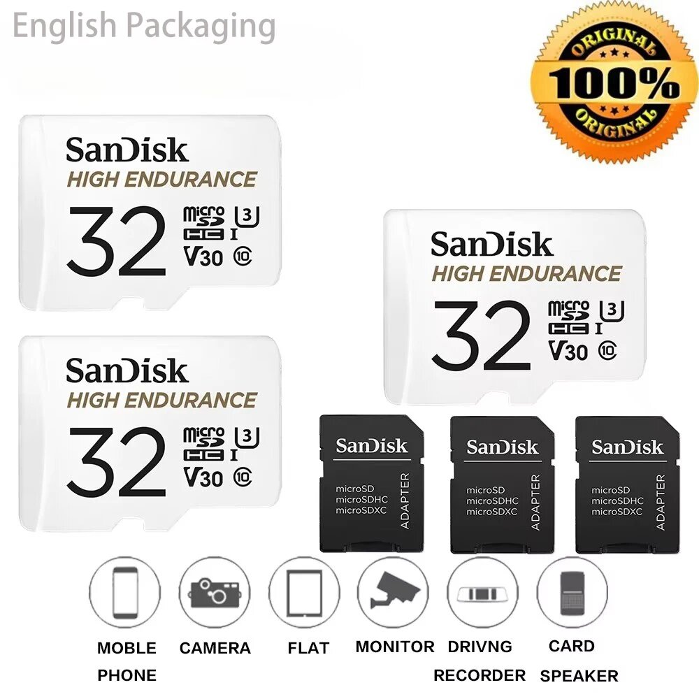 SanDisk HIGH ENDURANCE microSDXC карта памяти 64GB 128GB 256GB 512GB 32GB-3PCS