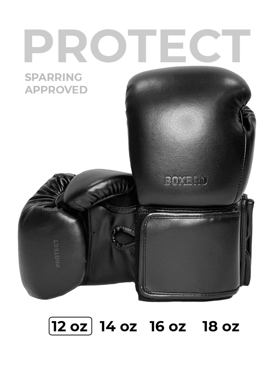 Перчатки боксерские BOXBRO protect черные 12 унций