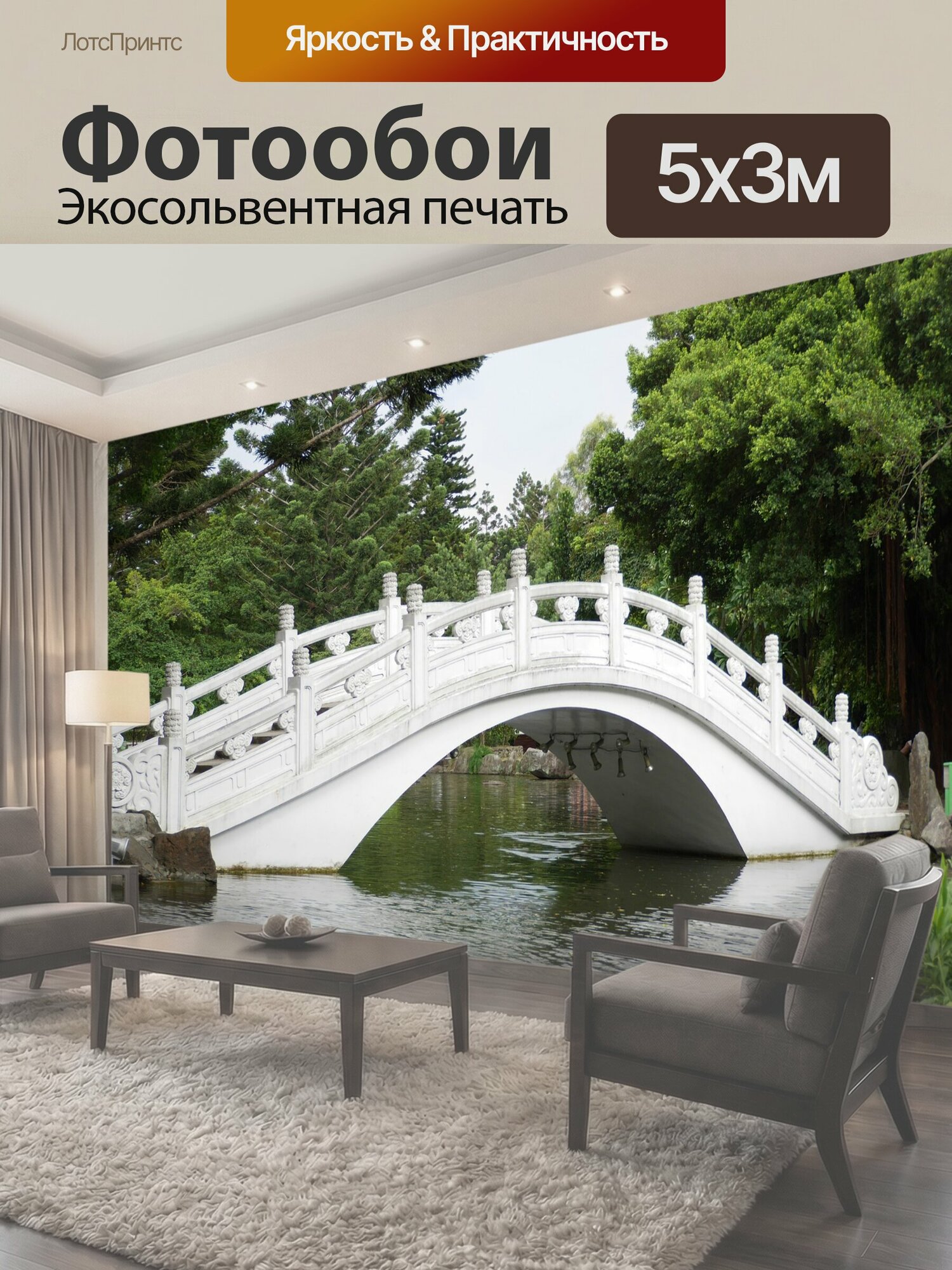 Фотообои "Мост, тайвань, парк" 500x300 см. экосольвентная печать