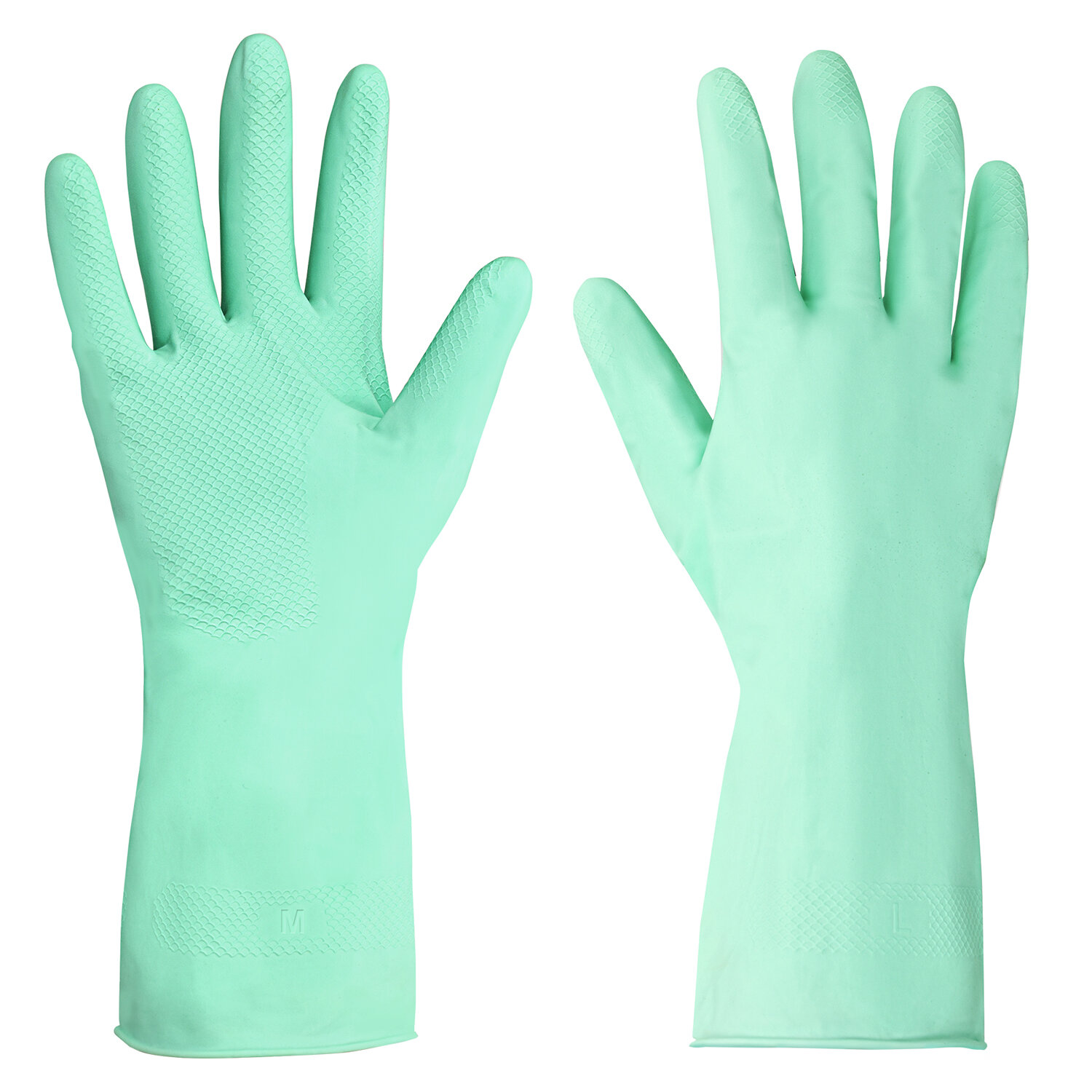 Упаковка 24 шт. Перчатки многоразовые латексные LAIMA, С ароматом алоэ, зеленые, хлопчатобумажное напыление, размер M (средний), вес 50 г, 700545