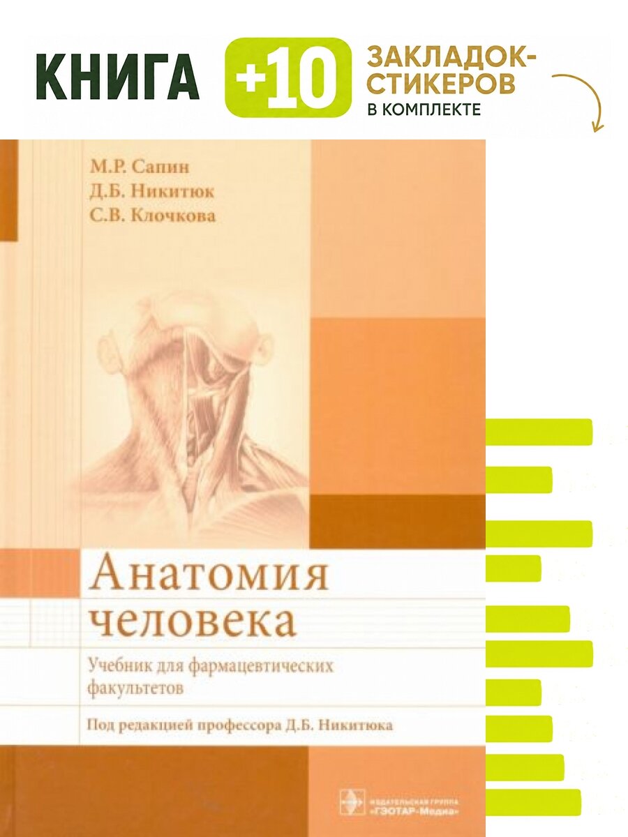 Анатомия человека. Комплект: книга + 10 закладок-стикеров