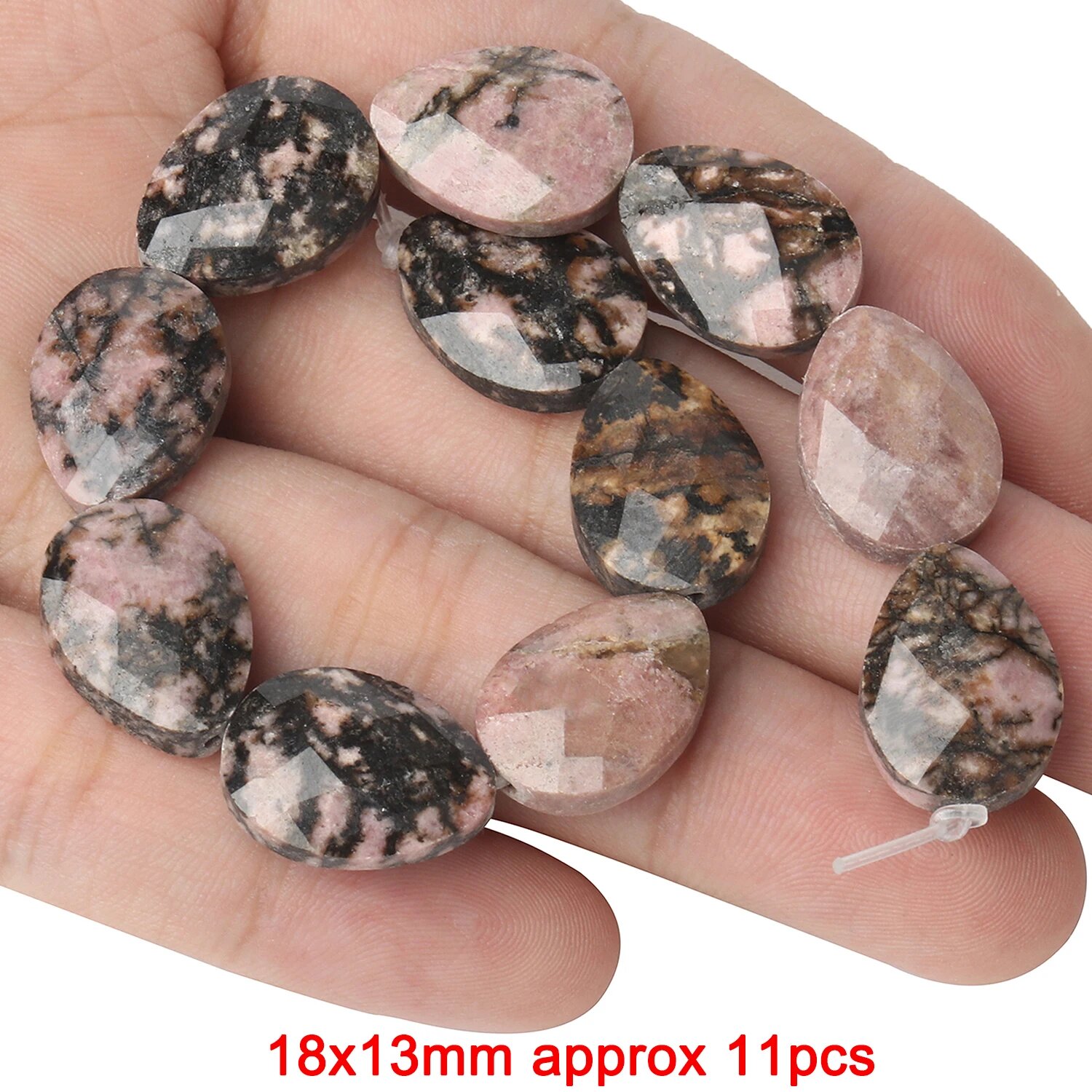 Черные родонитовые бусины Xilitata Type 18-18x13mm Drop