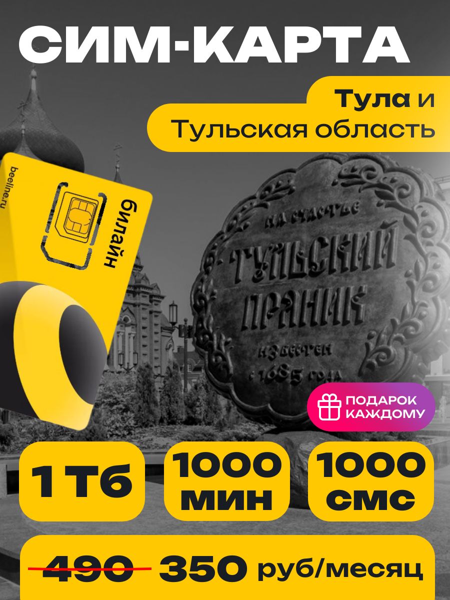 Сим-карта Билайн тариф Эксклюзивный Хит Тульская область 1000 Гб и 1000 минут за 350 руб.