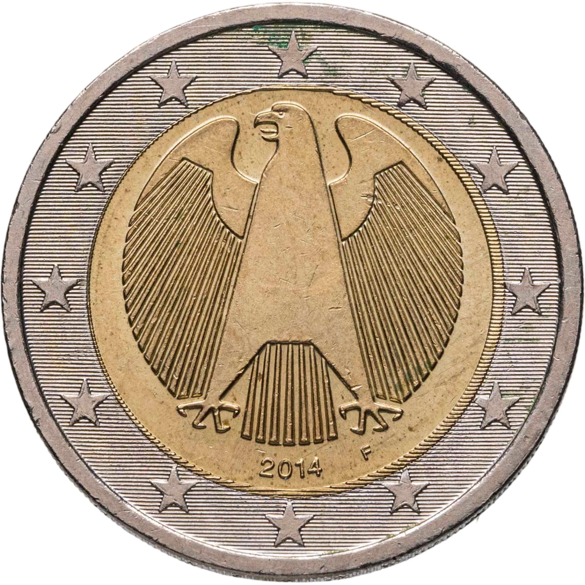 Германия 2 евро 2014 F, Биметалл, в сохранности UNC