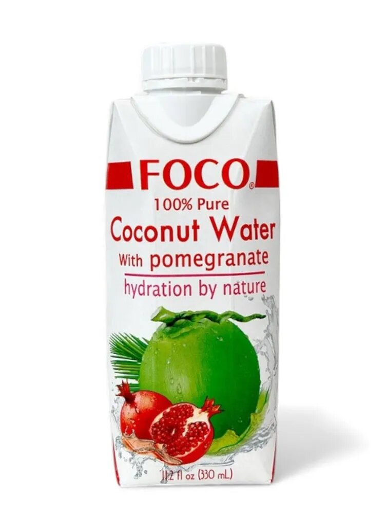 Кокосовая вода FOCO с соком граната, без сахара 330 мл