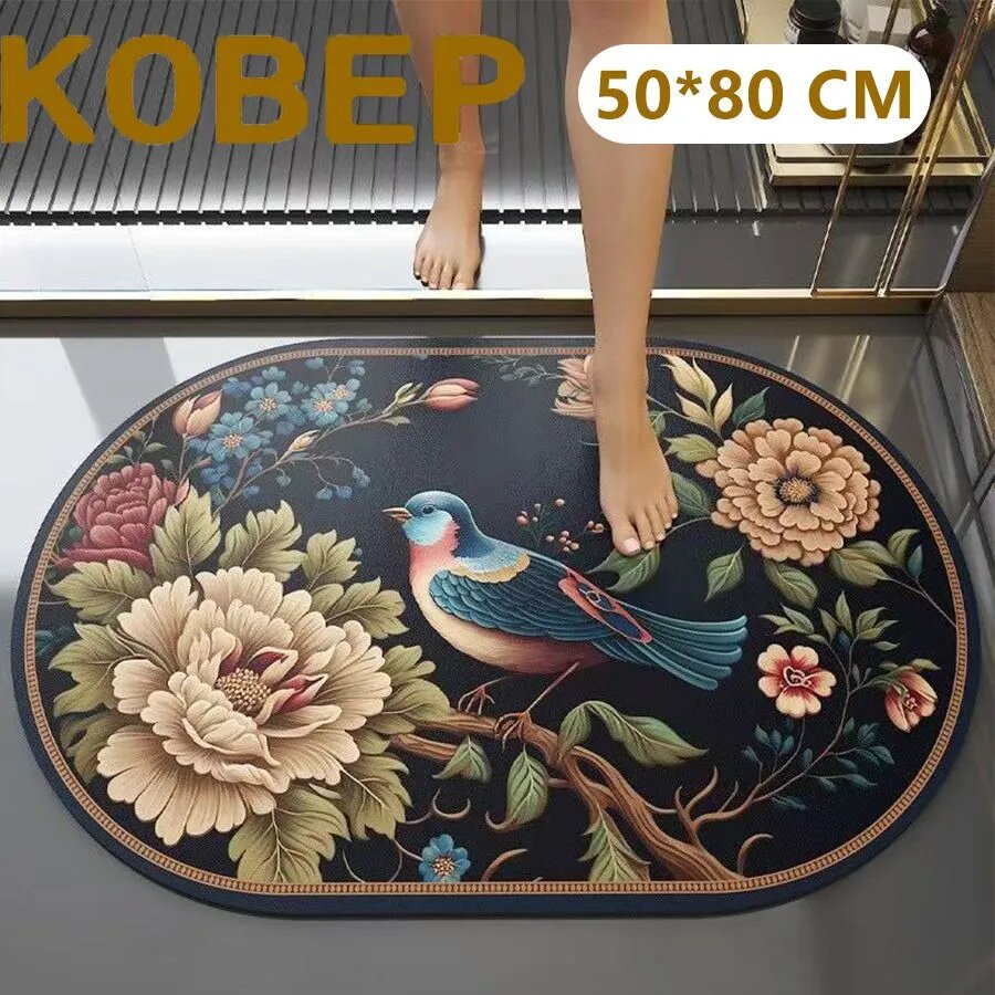 Ковер 50x80 см художественная печать голубой, светло-розовый художественная печать