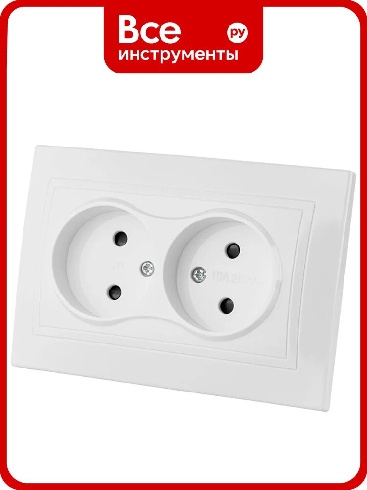 Двойная розетка с защитными шторками, белая 2П 10А 250В TDM ELECTRIC Таймыр SQ1814-0017