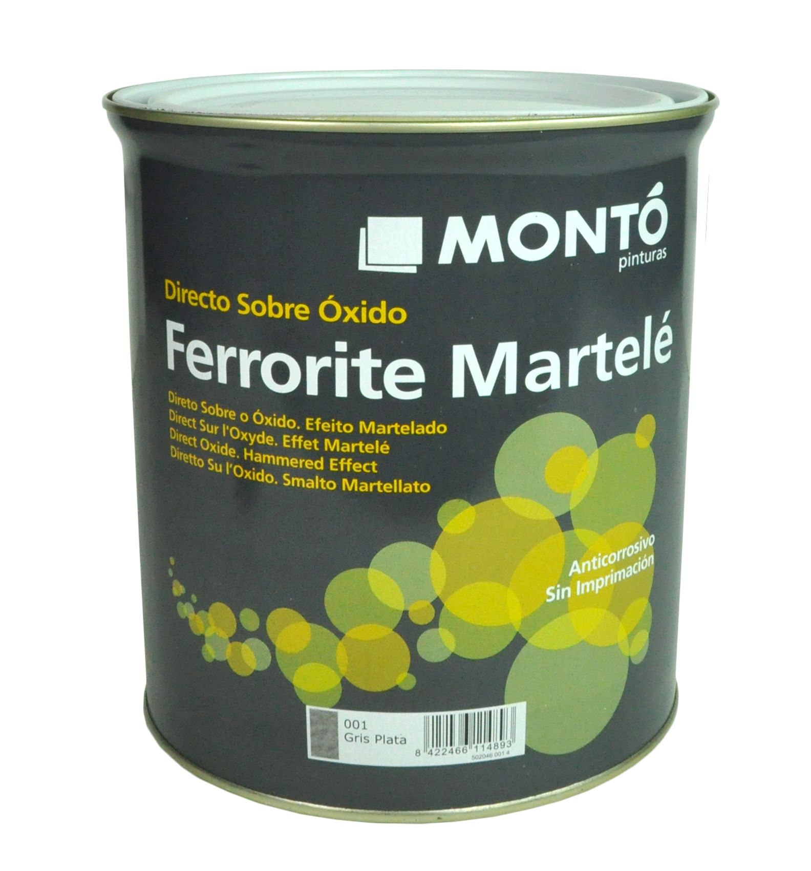 Эмаль молотковая антикоррозийная Monto FERRORITE ESMALTE (черная), 4 л, Испания
