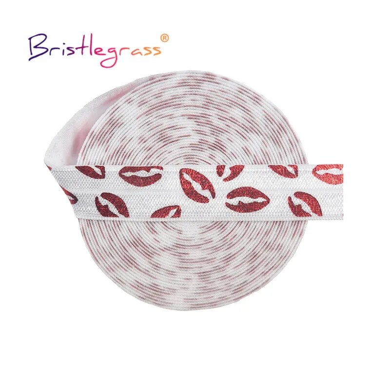 Резинка BRISTLEGRASS с принтом Золотая Звезда 5/8", спандекс Red Lip-White, 100 Yards