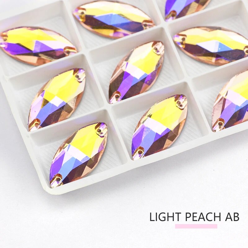 Стразы "Конский глаз", light peach ab