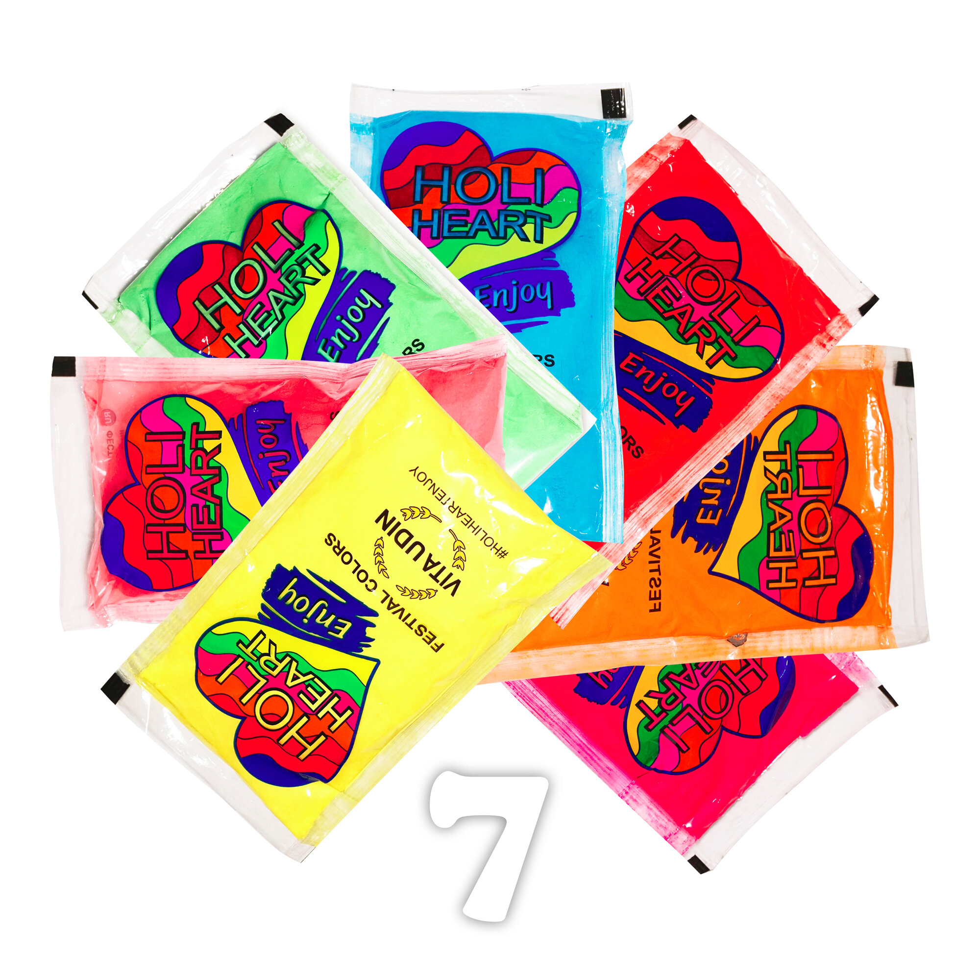 VITA UDIN краски холи HOLI HEART краски холи набор 7 шт по 120 гр для фестиваля праздника и детского дня рождения