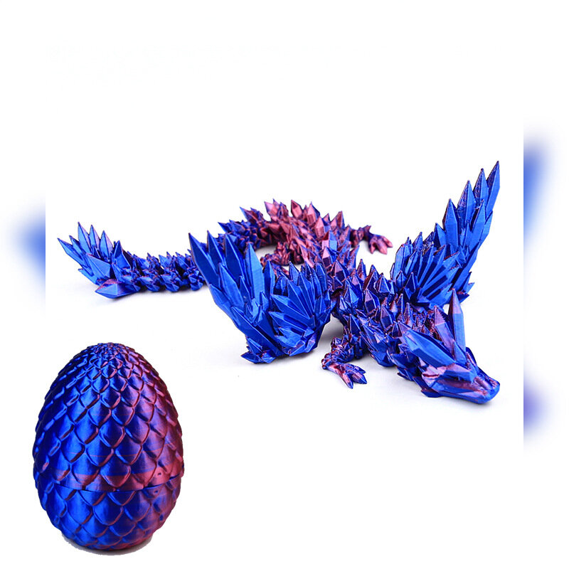 3D-печатная фигурка с кристаллическими крыльями дракона, красно-синие крылья и яйцо дракона 13 см, 25 см