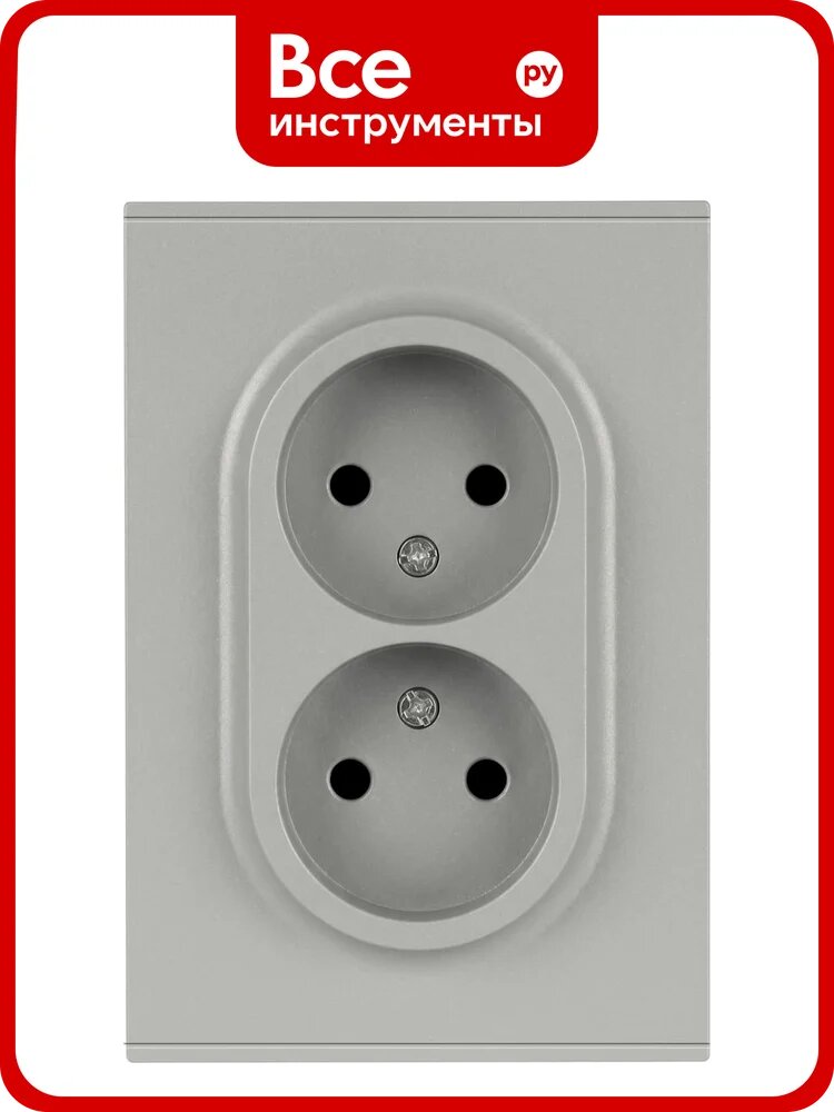 Розетка ЭРА Arktik 16-2107-03 без заземления двойная 2X2P 16А-250В алюминий Б0071683