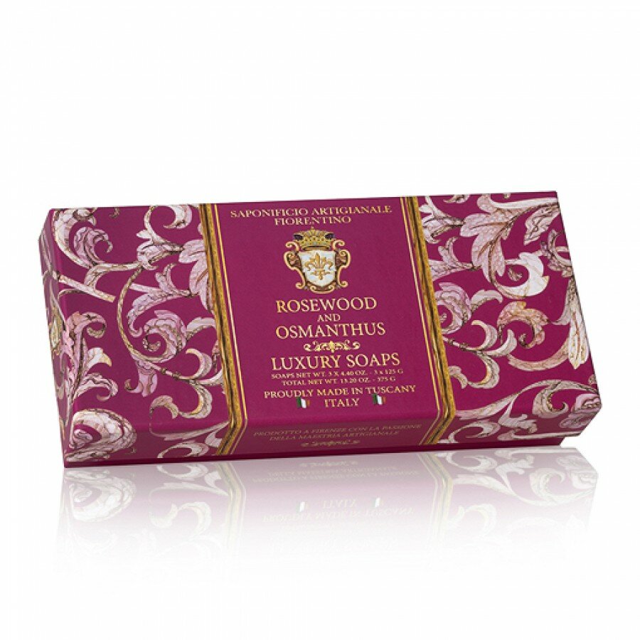 SAF Дерево розы и Османтус набор мыла Rosewood and Osmanthus круглое, 3 х 100 г
