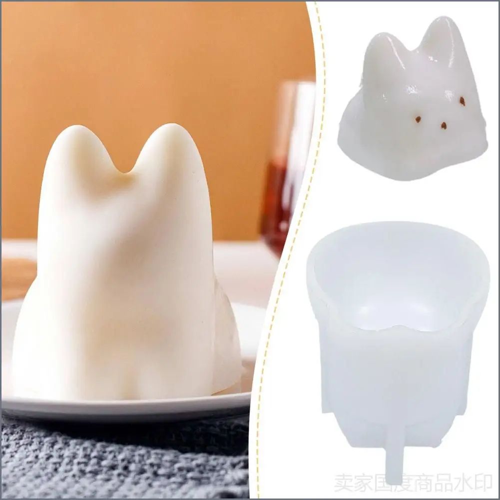 Силиконовая форма для желе и десертов Cat, фигурная в виде кошки, белая, 17.2x14x6.3 см, подходит для мороженого и йогур — фото 1