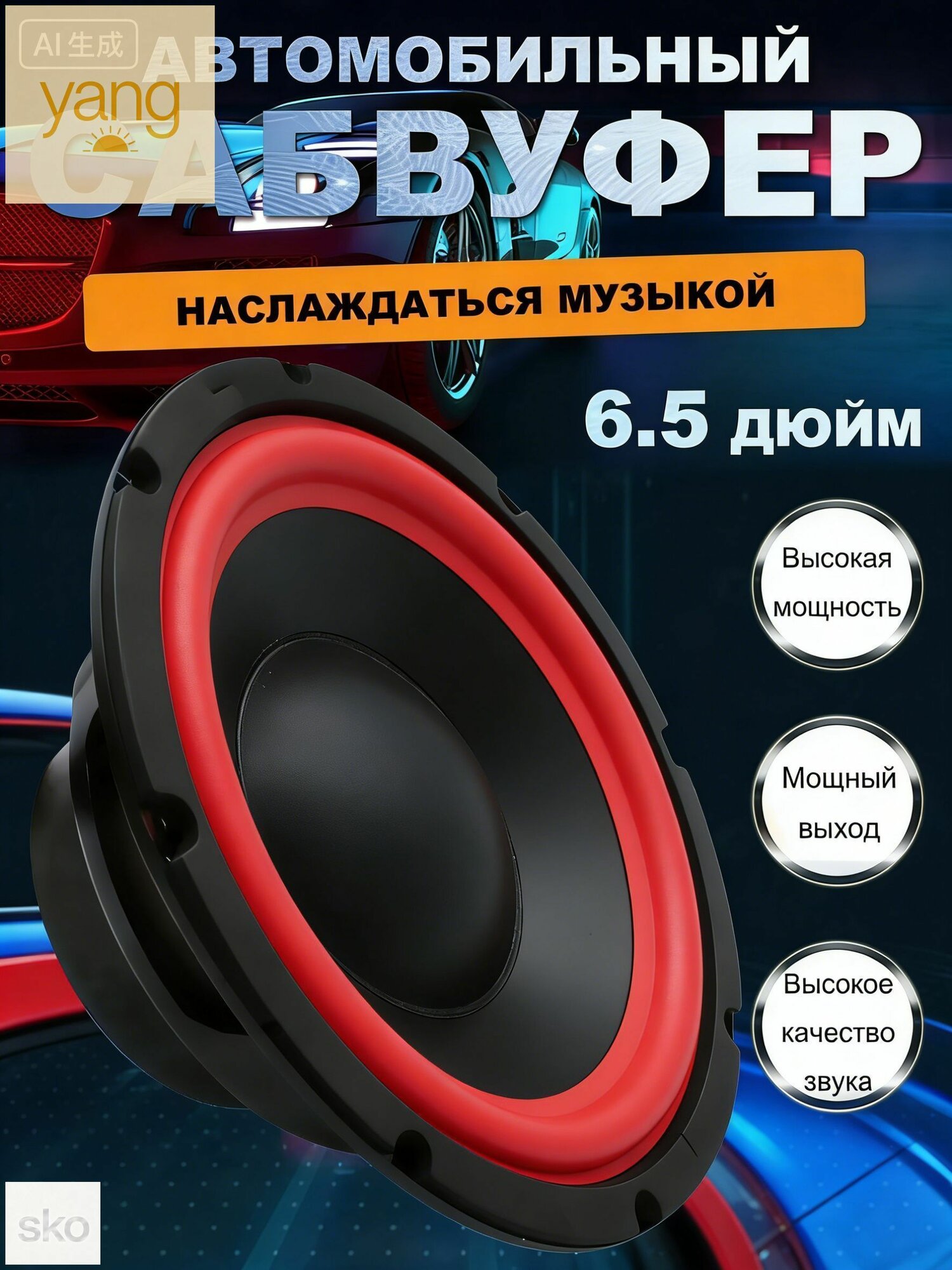 Сабвуфер автомобильный, 16.5 см (6.5 дюйм.)