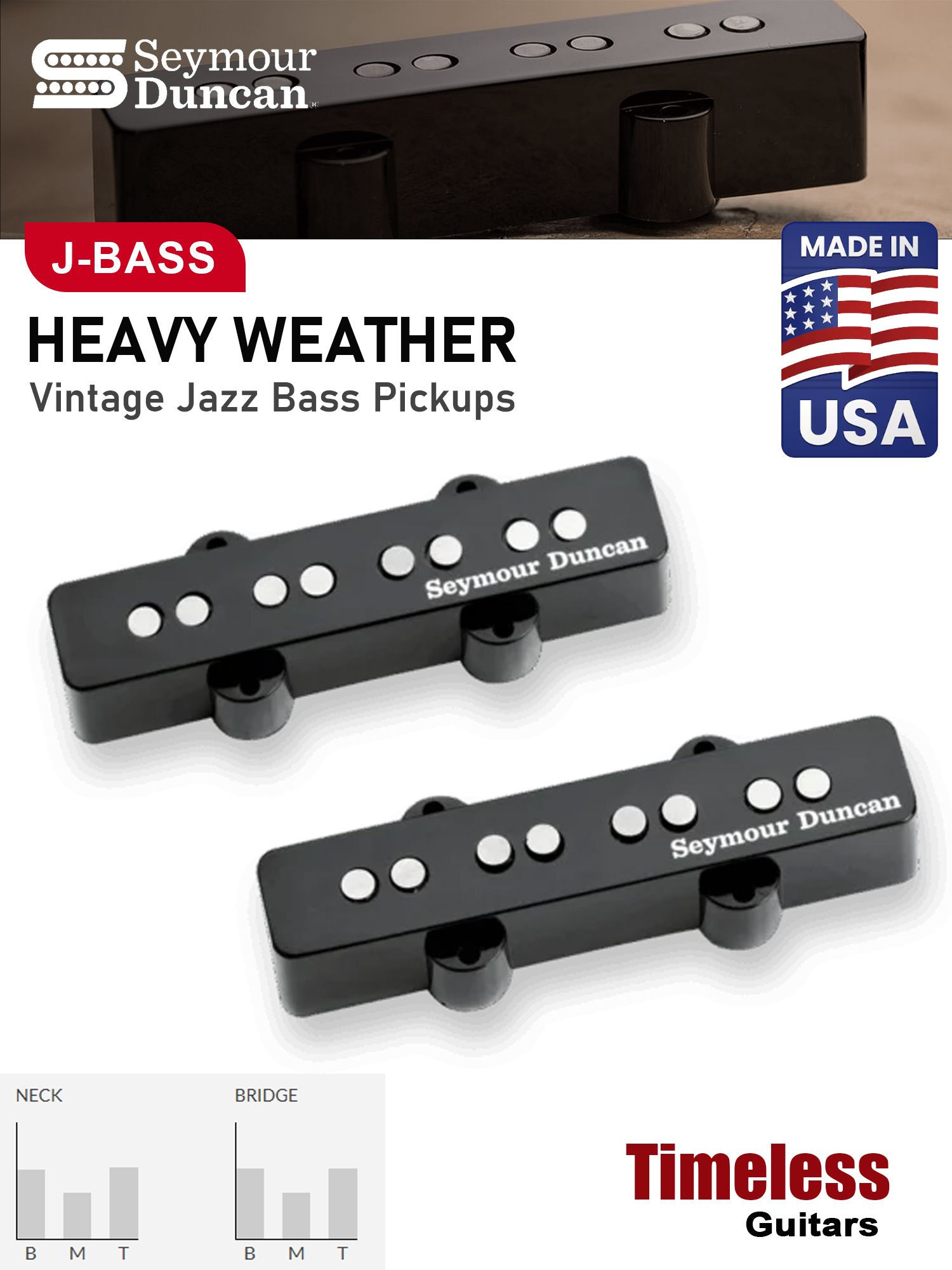 Звукосниматели Seymour Duncan Vintage Jazz Bass Pickups Heavy Weather