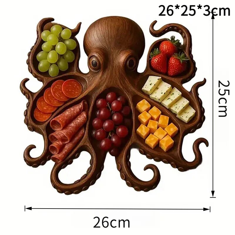 Деревянная тарелка-осьминог, Цвет: Octopus B
