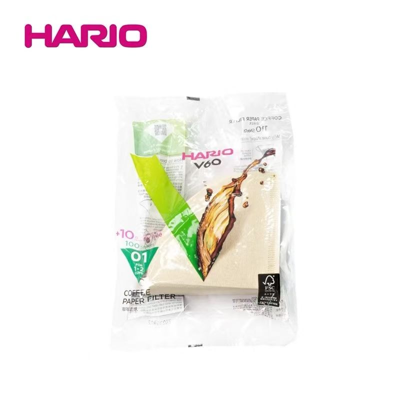 Hario Фильтр для кофе неотбеленные №1, 100 шт