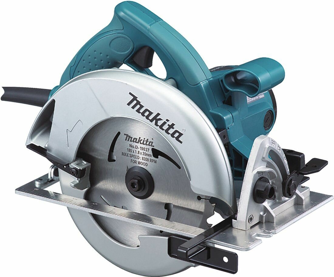 Циркулярная пила (дисковая) Makita 5007N, ручная, мощность 1800Вт, 5800об/мин, диаметр диска 185 мм, глубина пропила до 63.5мм