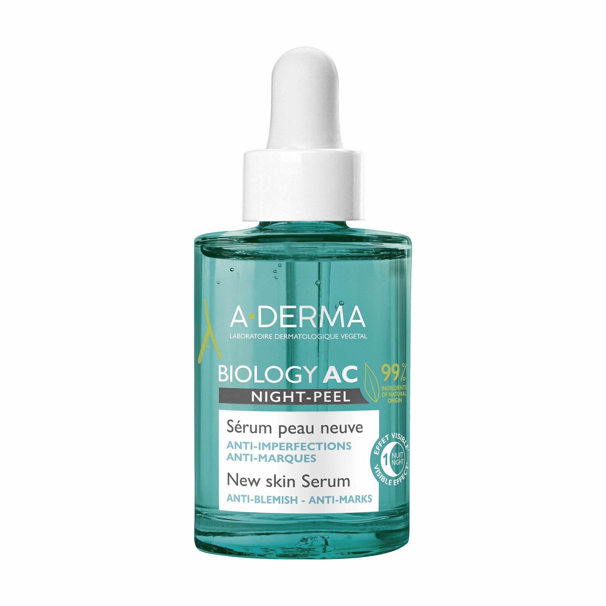 A-Derma Biology AC ночная пилинг-сыворотка, разглаживание кожи, 30 мл