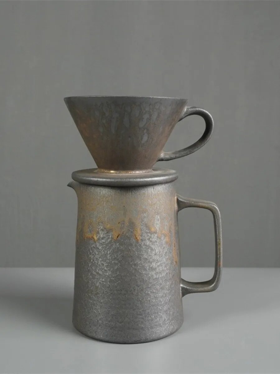 Кофейник с чашкой Китобой, керамический, для сервировки, в стиле лофт