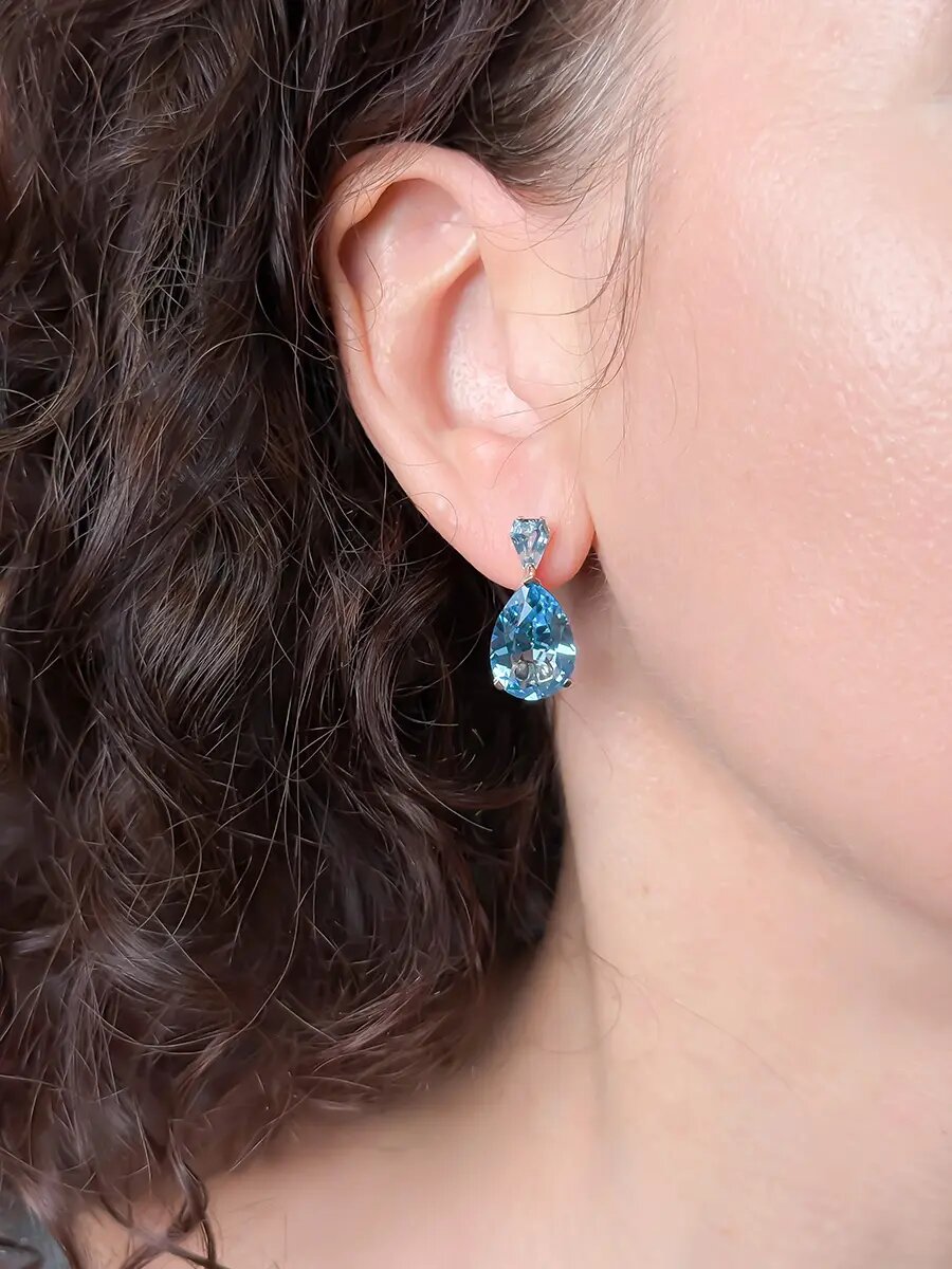 Серьги, красное золото, 375 проба, топаз