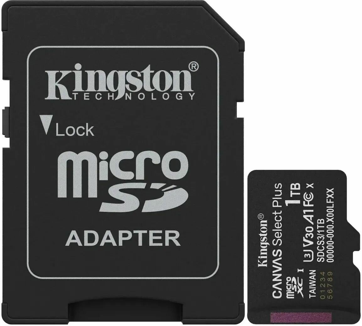 Kingston Canvas Select Plus 1 ТБ Карта памяти microSDXC, SDCS3, с адаптером
