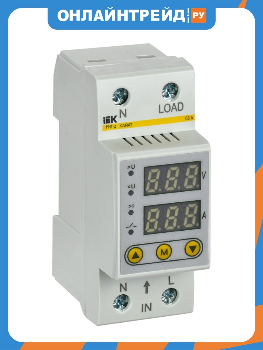 Реле напряжения и тока Iek РНТ-д 1ф 36мм 63А KARAT, IVC21-1-63