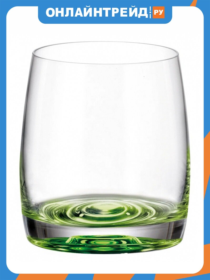 Набор стаканов для виски Crystal Bohemia "PAVO AQUA" green, 290 мл (набор 6шт)