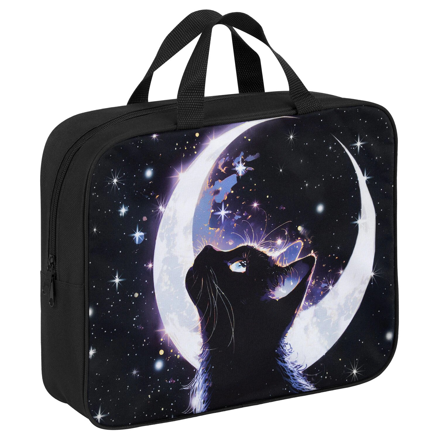 Папка на молнии с ручками BRAUBERG KIDS А4, 1 отделение, полиэстер, 80 мм, "Moon cat", 274513