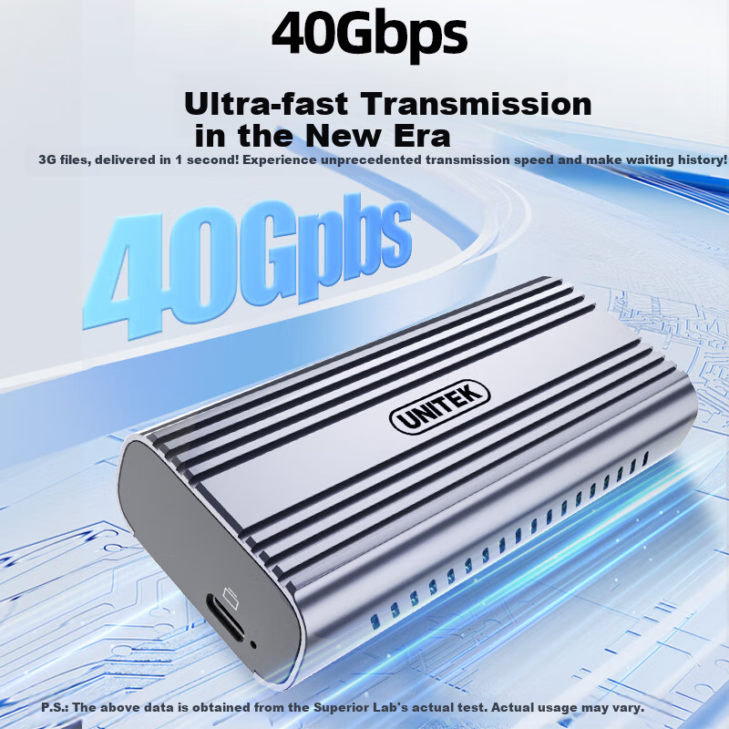 UNITEK 40Gbps M.2 NVMe SSD-корпус для Thunderbolt 5/4/3/USB4 совместимых устройств Цвет：M.2 NVMe чип Intel 40Gbps