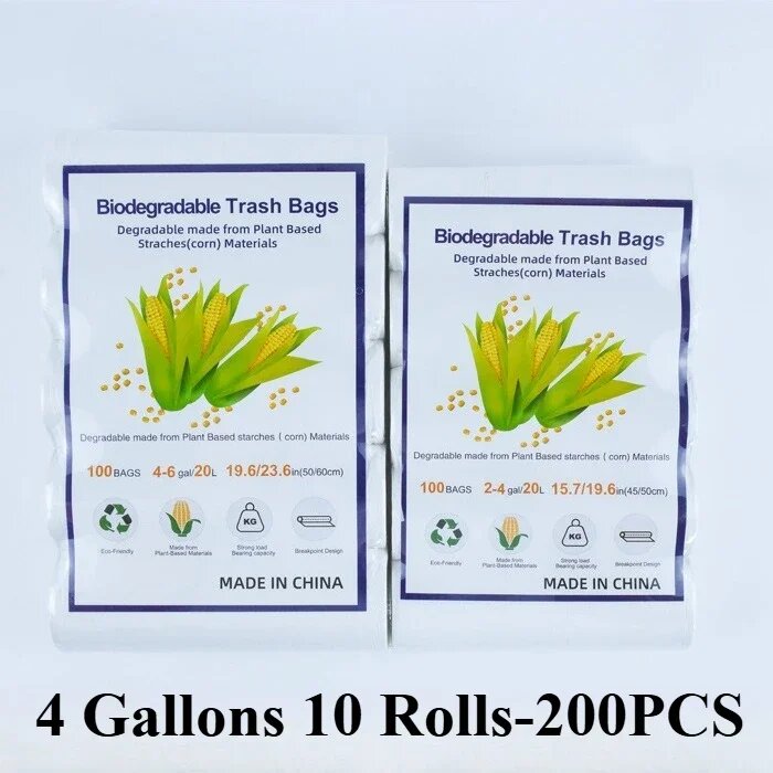 Биоразлагаемые пакеты для туалета 30-240 шт. Зеленый, B 4 Gallons 200PCS