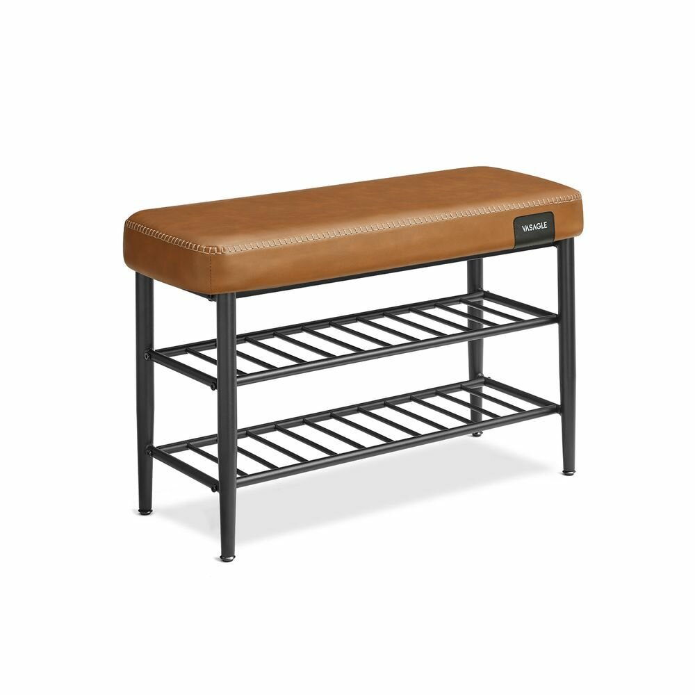 Скамейка для обуви VASAGLE -с сидением, 30 x 80 x 50 см, цвет Карамельно-коричневый, LSB054K01