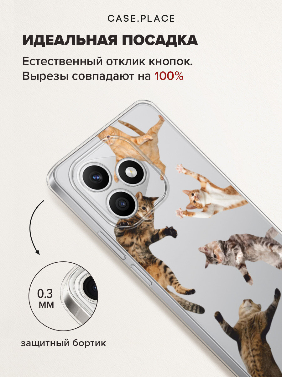 Силиконовый чехол на Honor X8d / Хонор X8d с принтом Смешные коты — фото 1
