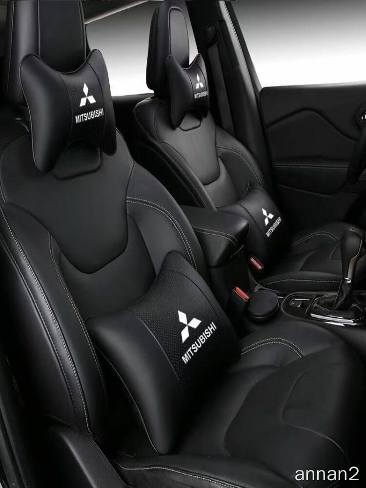 Подушка автомобильная Mitsubishi, с логотипом, из экокожи, 2 шт. для автомобиля и сиденья